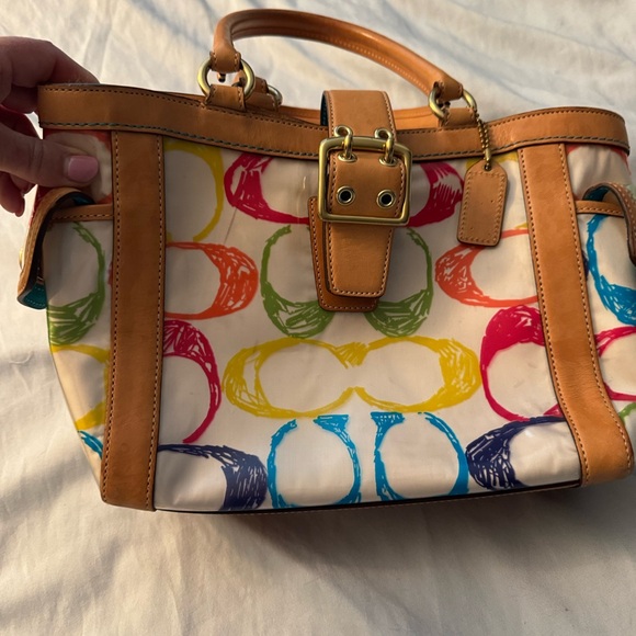 Coach | Bags | Coach Multicolored Pvc Tote Bag With Signature Design ...